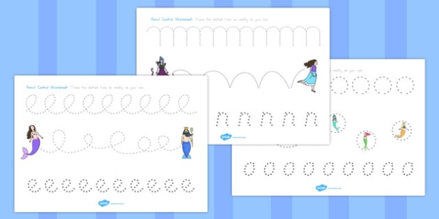 The Little Mermaid Pencil Control Sheets (teacher made)