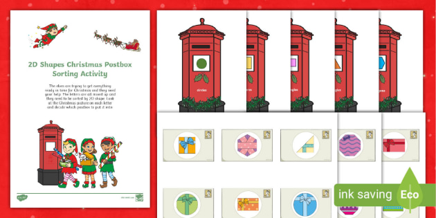 👉 2D Shapes Christmas Postbox Sorting Activity