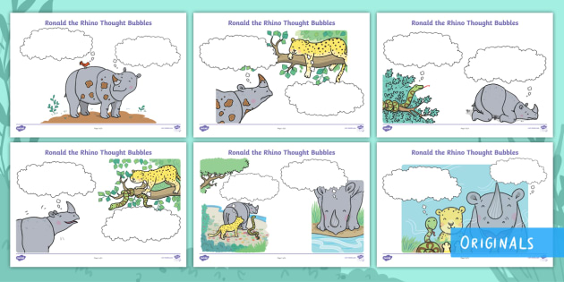 FREE! - Ronald the Rhino Thought Bubble Worksheet / Activity Sheets