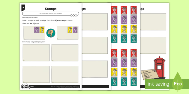 Stamps Number Bonds Differentiated Worksheet / Worksheets