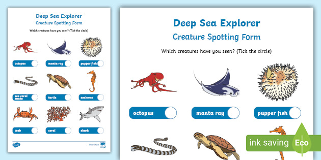 Deep Sea Explorer Role Play Creature Spotting Form-sea, ocean, deep sea