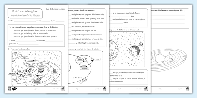 Hojas De Trabajo De Correspondencias Del Sistema Solar