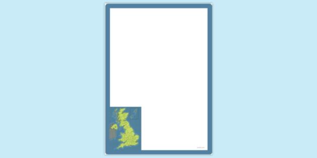 Blank UK Counties Map Page Border | Page Borders | Twinkl