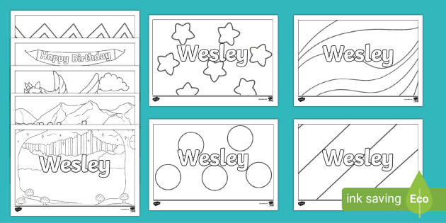 FREE! - Wesley Name Simple Colouring Activity Sheets