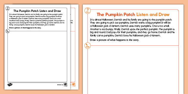 Fall Pumpkin Patch Listen And Draw Reading Passage | Pre-K