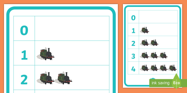 Train 0 to 4 Number Grid