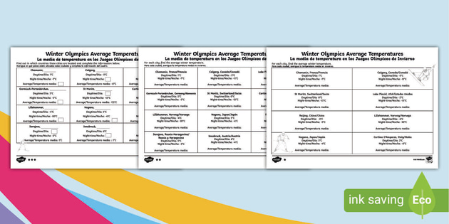 KS2 Winter Olympics Host Cities Average Temperatures Differentiated