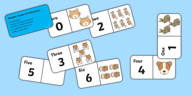 Number Bonds to 6 Dominoes