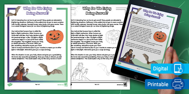 Fifth Grade Why Do We Enjoy Being Scared? Reading Passage Comprehension