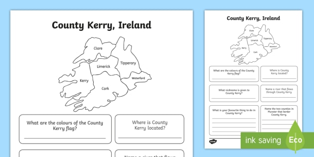 County Kerry Worksheet - Map of Kerry Worksheet