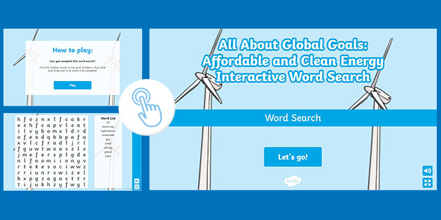 Global Goals: Affordable and Clean Energy Word Search