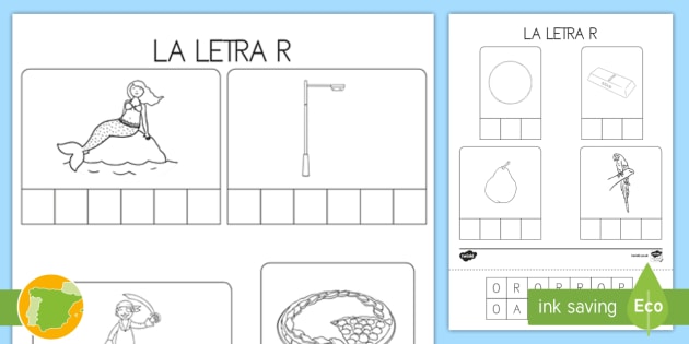 Ficha letra R: recortar y pegar (teacher made)