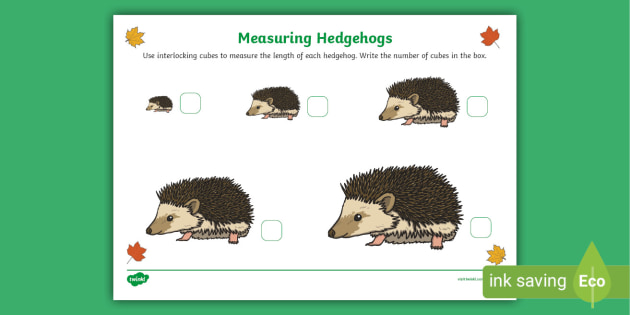 👉 Measuring with Cubes Hedgehog-Themed Activity Sheet