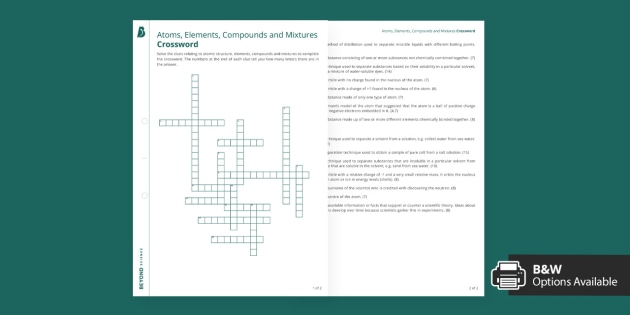 Crossword Chemistry Puzzles | twinkl.com.au