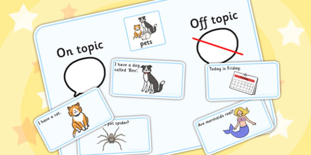 On Topic Off Topic Conversation Sorting Game Pets - ordering