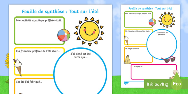 Feuille de synthèse : Tout sur l'été (teacher made)