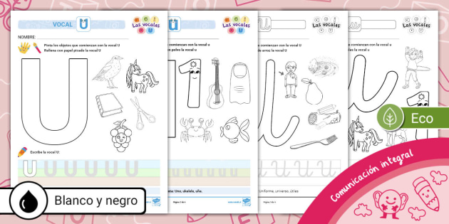 Hoja De Trabajo De La Vocal Corta U