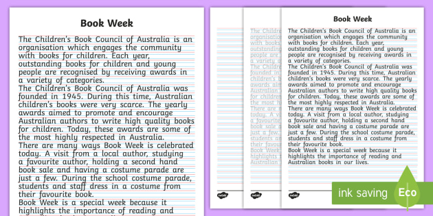 CBCA Book Week Handwriting Worksheet (teacher made)