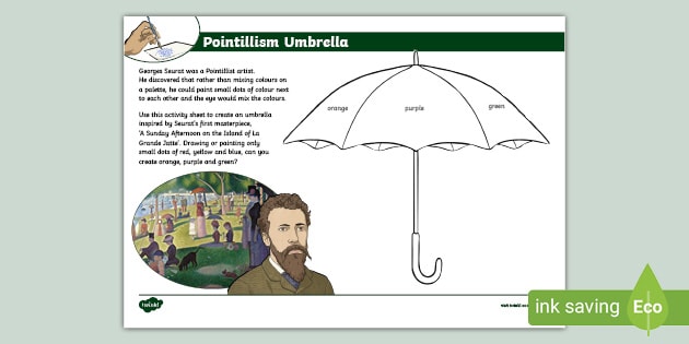 Pointillism Umbrella Activity Sheet | CfE Second Level