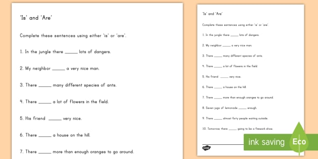 "Is" or "Are"? Activity (teacher made)