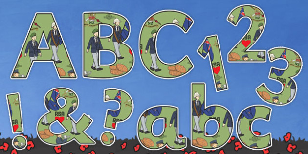 New Zealand Anzac Day Display Letters and Numbers Pack