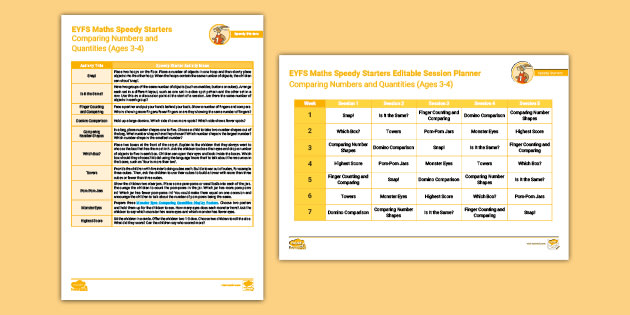 EYFS Speedy Starters (Ages 3-4) : Comparing Numbers