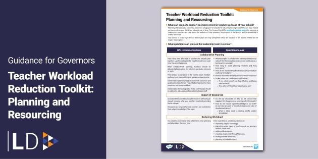 Governors: Workload Reduction Toolkit: Planning & Resourcing