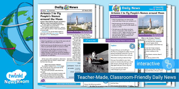 Artemis I to Fly Names to Moon - Reading Comprehension Pack