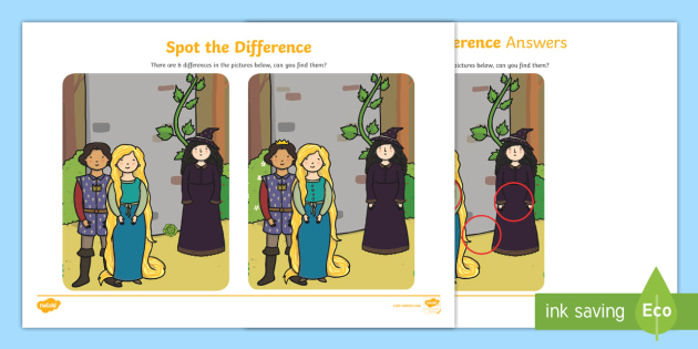 Rapunzel Storyboard Spot the Difference Activity - difference