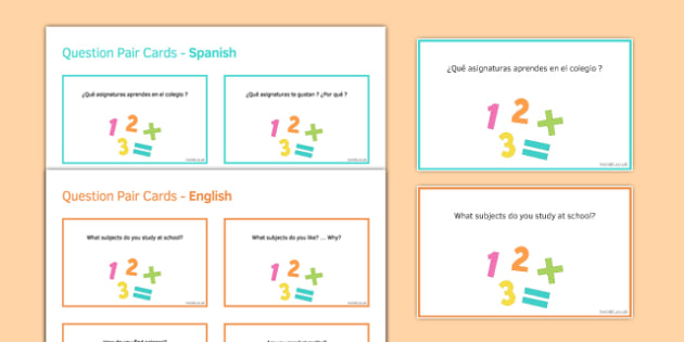 General Conversation My Studies Question Pair Cards Spanish