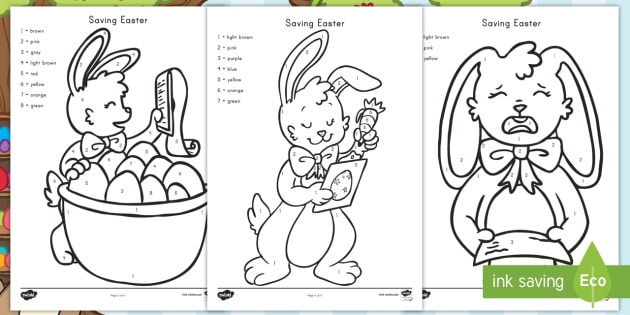 Saving Easter Color by Number Worksheet / Activity Sheets
