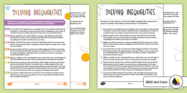 Inequalities 6th Grade • Twinkl.com