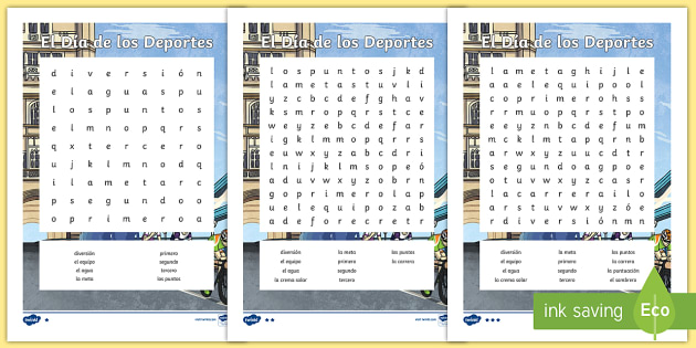 Sports Day Differentiated Word Search Spanish (teacher made)