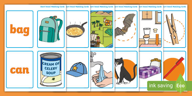Short Vowel Picture and Word Matching Cards (teacher made)