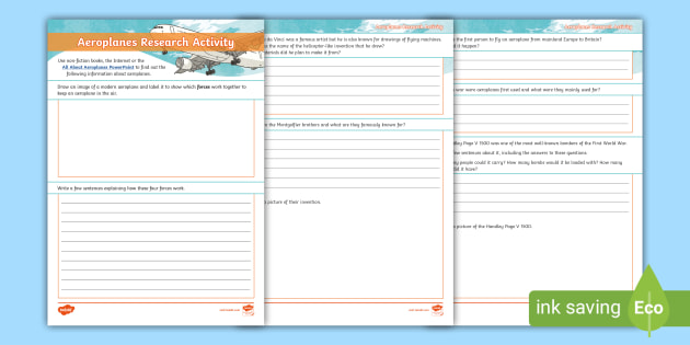 KS2 Aeroplanes Research Activity (teacher made)