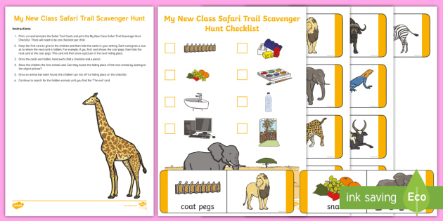 My New Class Safari Trail Scavenger Hunt (teacher made)