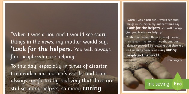 Look For the Helpers Quote Poster - trauma, traumatic events