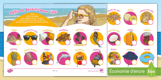 Défis de dessins pour l'été (teacher made)