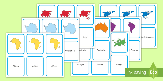 World Continents Matching Cards (teacher made)