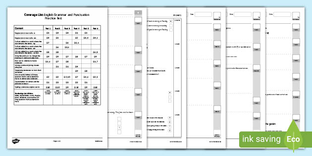 English Grammar and Punctuation Test Pack (teacher made)