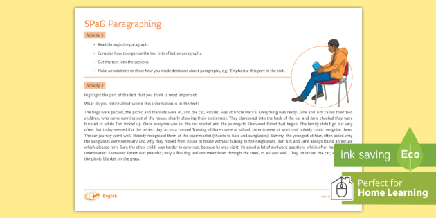 Using Paragraphs Worksheet