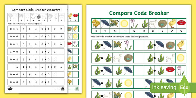 Spring Comparing Decimals Worksheet