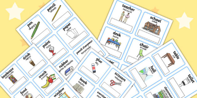Polish Translation Everyday Objects at School Editable Cards