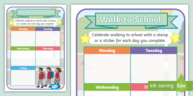 Walk to School Week Stamp Chart (teacher made) - Twinkl