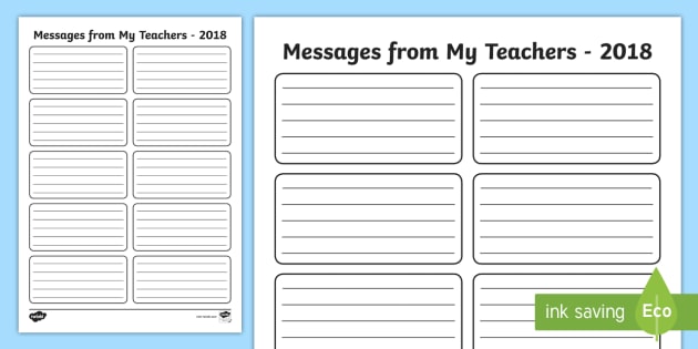 Messages From My Teacher Activity - transition, bump up, graduation ...