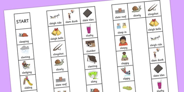 2 Syllable SL Sound Board Game (teacher made)