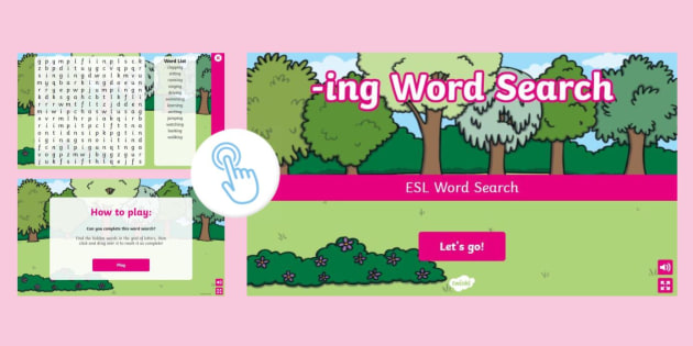 ESL -ing Word Search (Hecho por educadores)