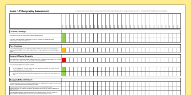 Geography Assessment Class Checklist Years 1-2
