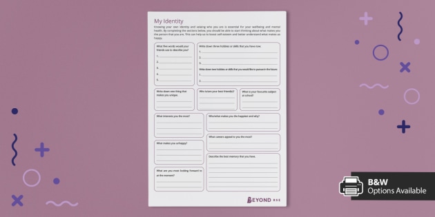 My Identity Time Capsule Worksheet (teacher made)
