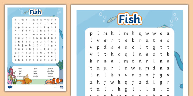 Fish Word Search Printable